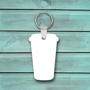 Dye Sublimation Coffee Cup Shaped MDF Keychain Mockup for - Etsy