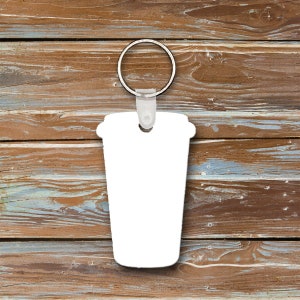 Dye Sublimation Coffee Cup Shaped MDF Keychain Mockup for - Etsy