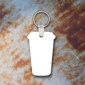 Dye Sublimation Coffee Cup Shaped MDF Keychain Mockup for - Etsy