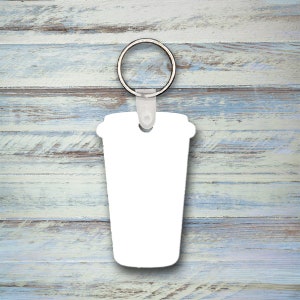 Dye Sublimation Coffee Cup Shaped MDF Keychain Mockup for - Etsy