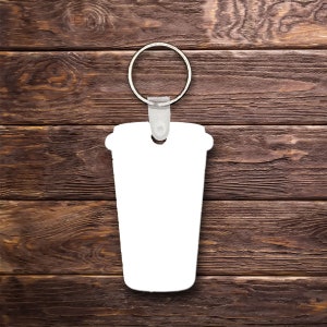 Dye Sublimation Coffee Cup Shaped MDF Keychain Mockup for - Etsy