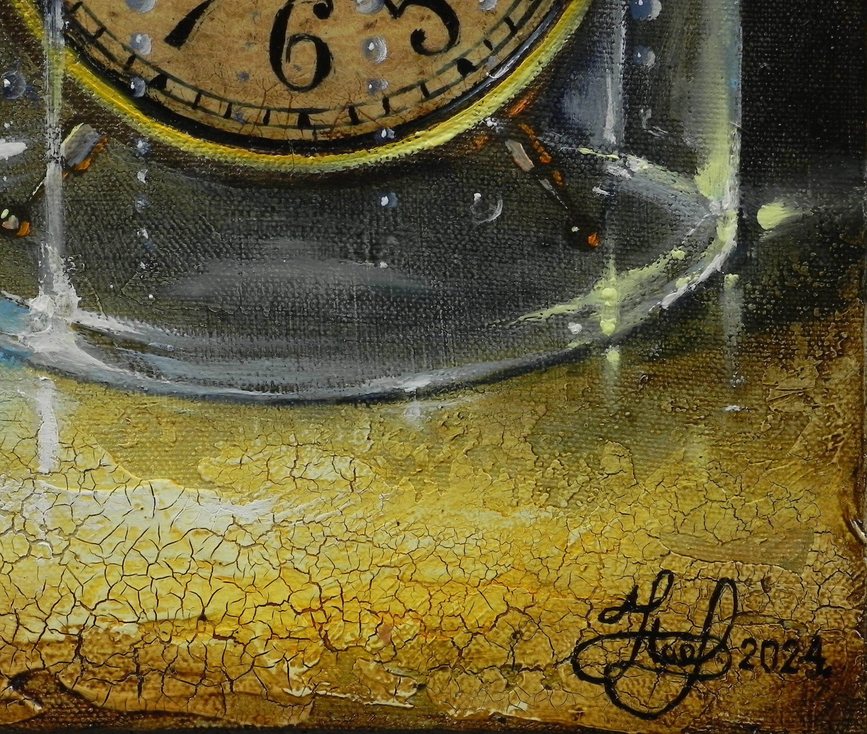 Vintage Alarm Clock Small Still Life Painting Handmade for Your Good ...