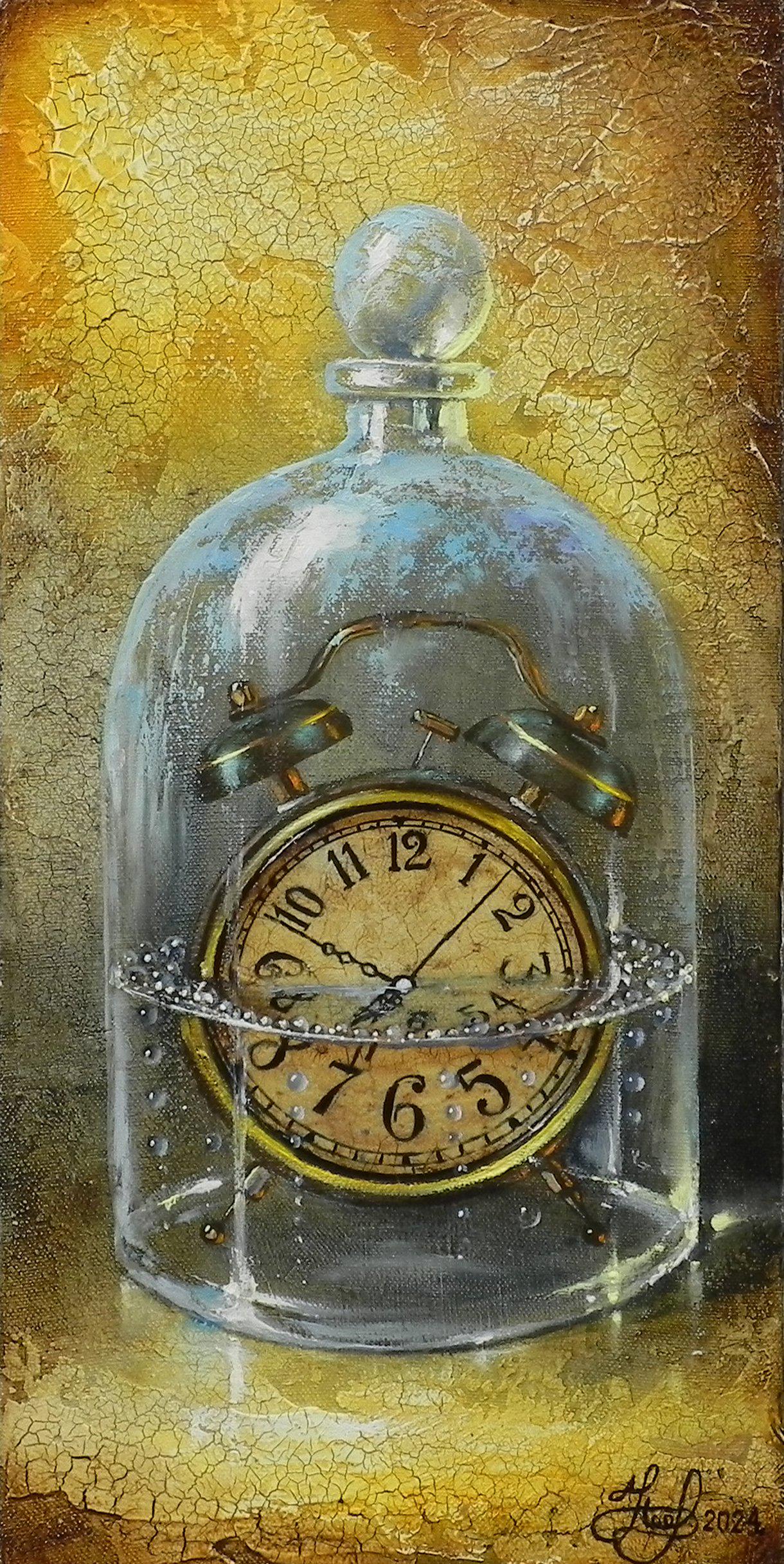 Vintage Alarm Clock Small Still Life Painting Handmade for Your Good ...