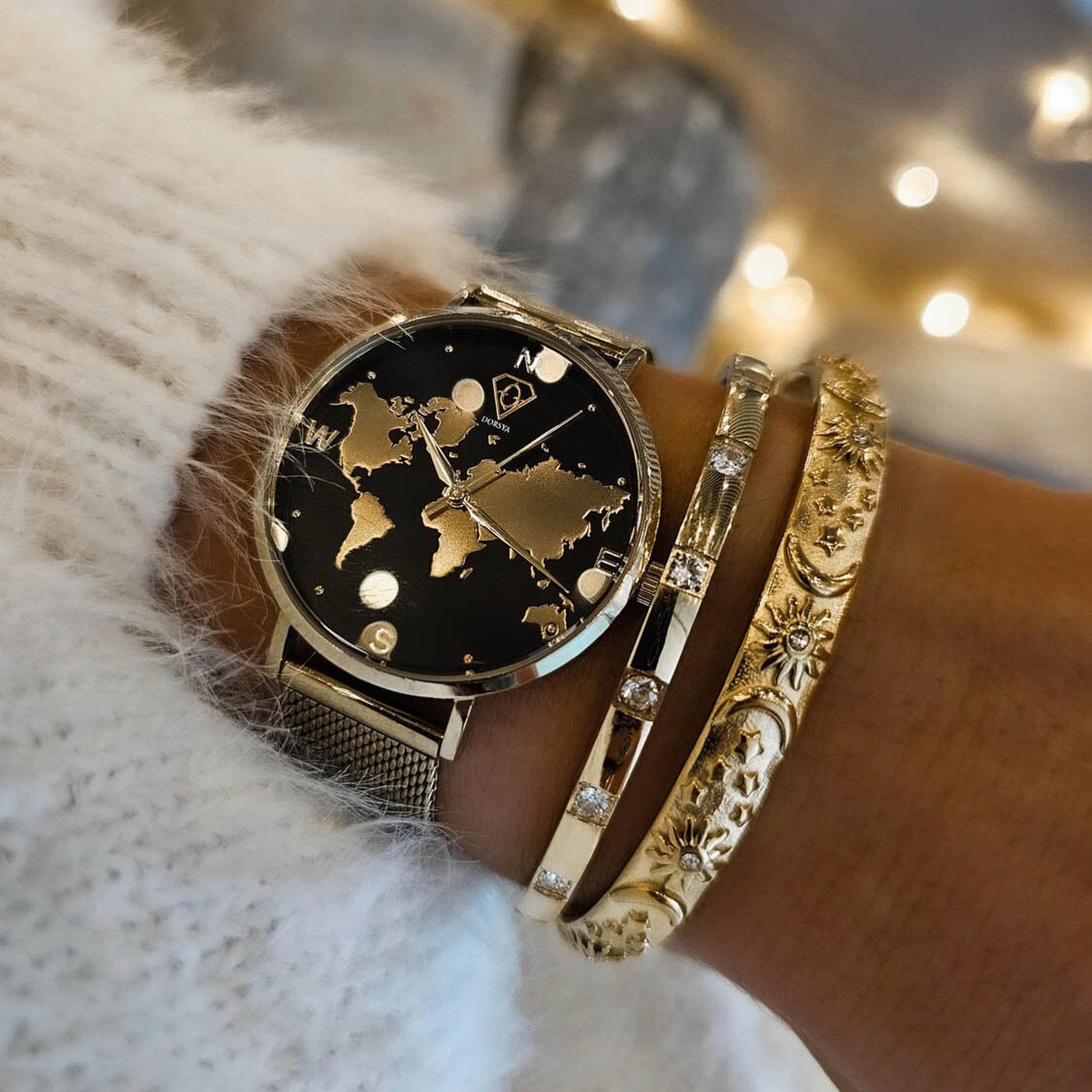 Gold World Map Watch,stylish World Map Dial,statement Watch,unique ...