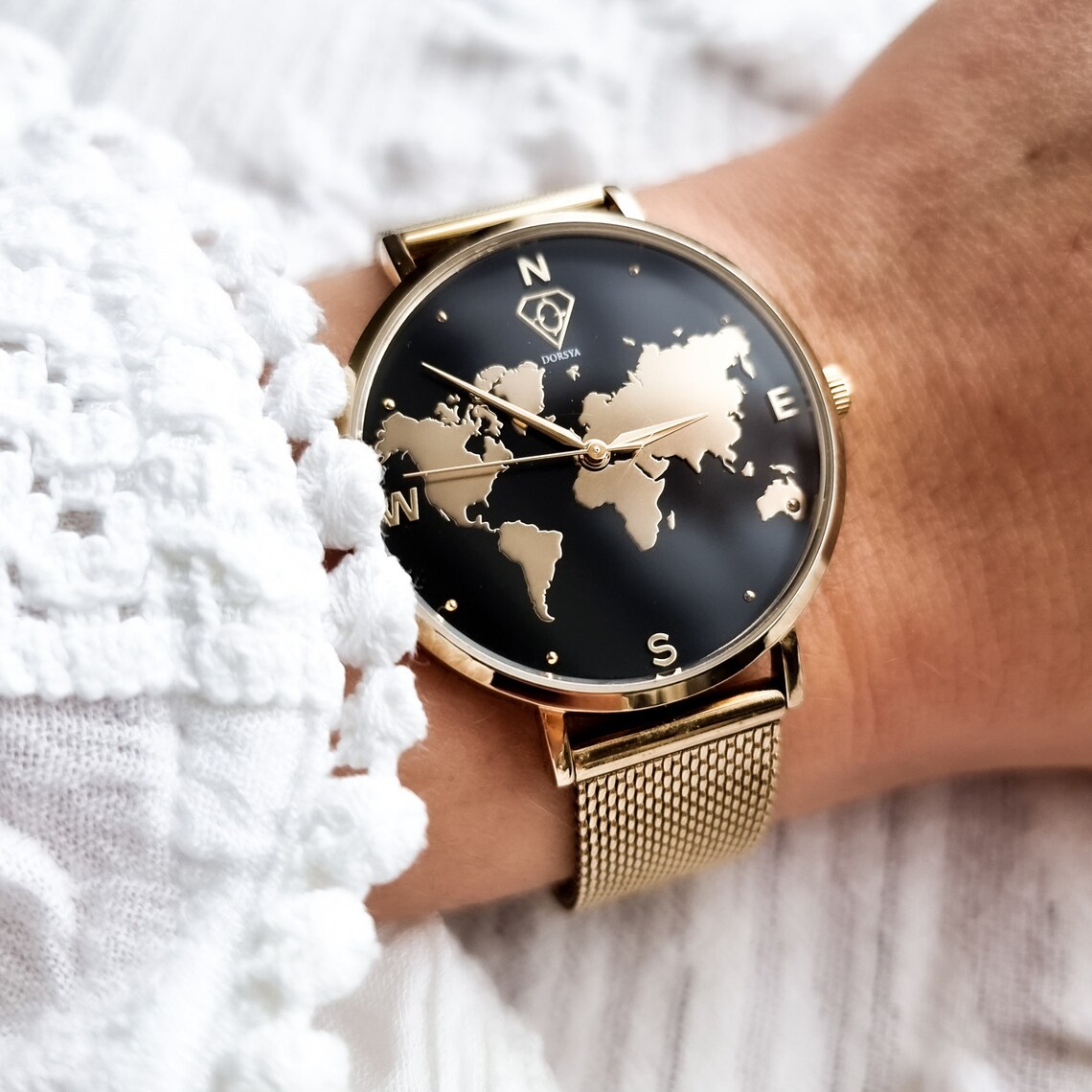 Gold World Map Watch,stylish World Map Dial,statement Watch,unique ...