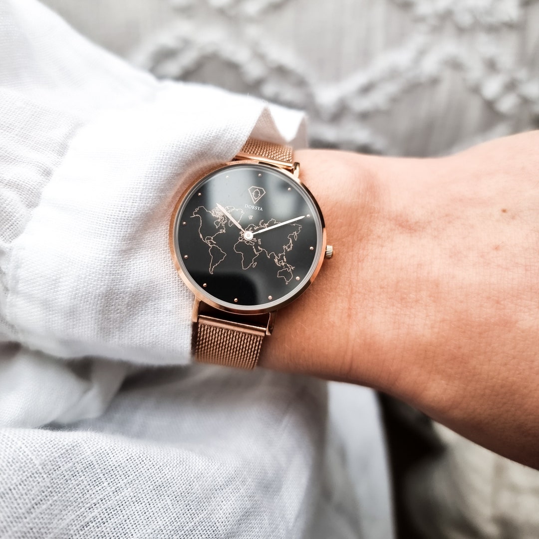 Women World Map Watch, Wanderlust Watch, Travel Watch, Ladies Watch ...