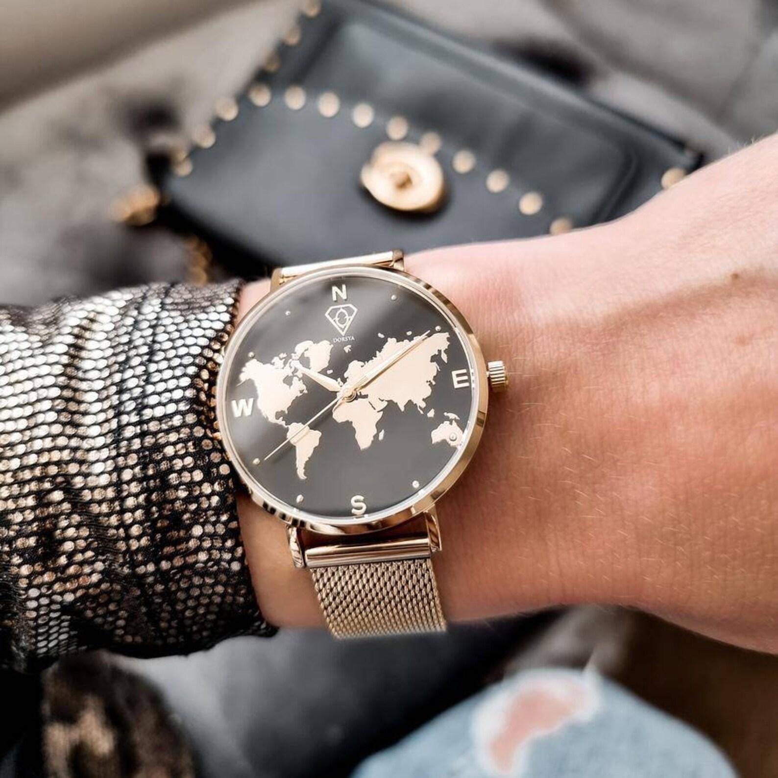 Gold World Map Watch,stylish World Map Dial,statement Watch,unique ...