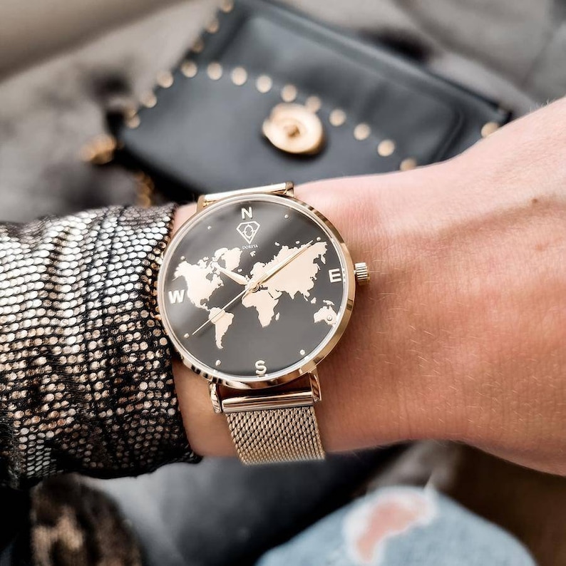 Gold World Map Watch,stylish World Map Dial,statement Watch,unique ...