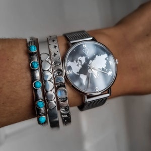 World Map Watch, Wanderlust Watch, Silver Watch, Wanderlust Accessory ...