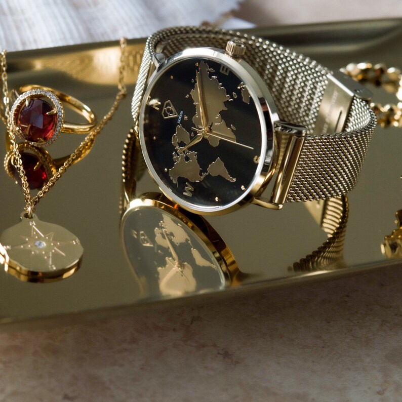 Gold World Map Watch,stylish World Map Dial,statement Watch,unique ...