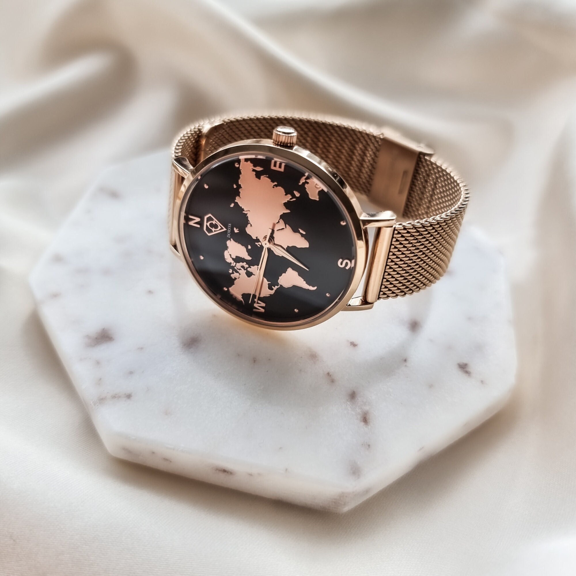 World Map Watchtraveller Watchrose Gold Watchworld Map - Etsy UK