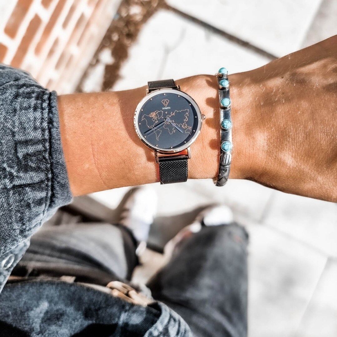 Women World Map Watch, Wanderlust Watch, Travel Watch, Ladies Watch ...