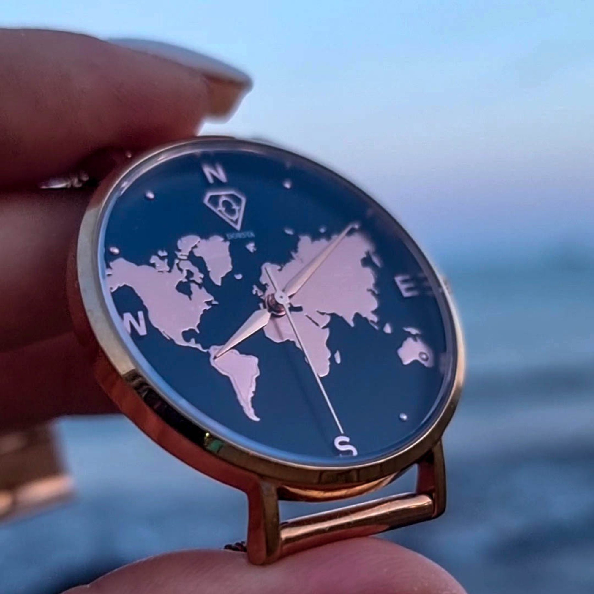 World Map Watchtraveller Watchrose Gold Watchworld Map - Etsy UK