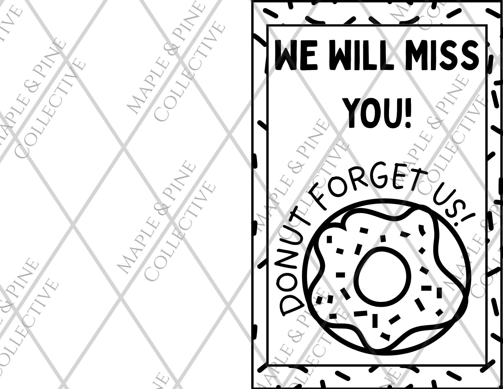 Donut Forget About Us Card | Teacher, Student, Staff Farewell (digital ...