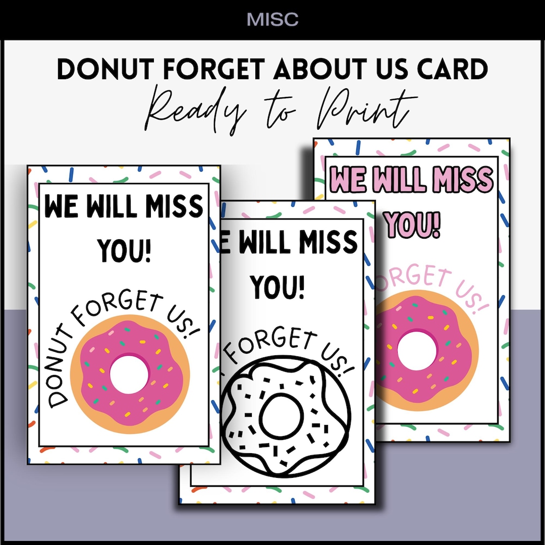 Donut Forget About Us Card | Teacher, Student, Staff Farewell (digital ...
