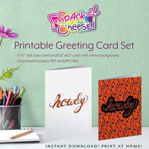 Howdy Printable Greeting Card Instant Download Print at Home - Etsy