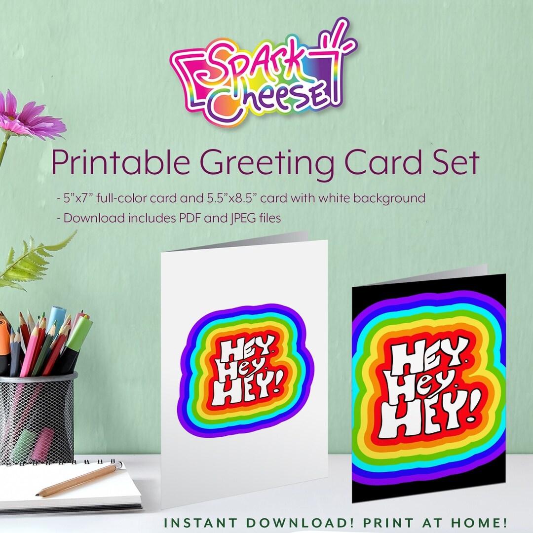 Hey Hey Hey Printable Greeting Card Instant Download Print at Home - Etsy