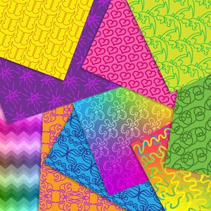 Bright Shapes and Patterns Digital Papers Pack - Scrapbook Paper ...