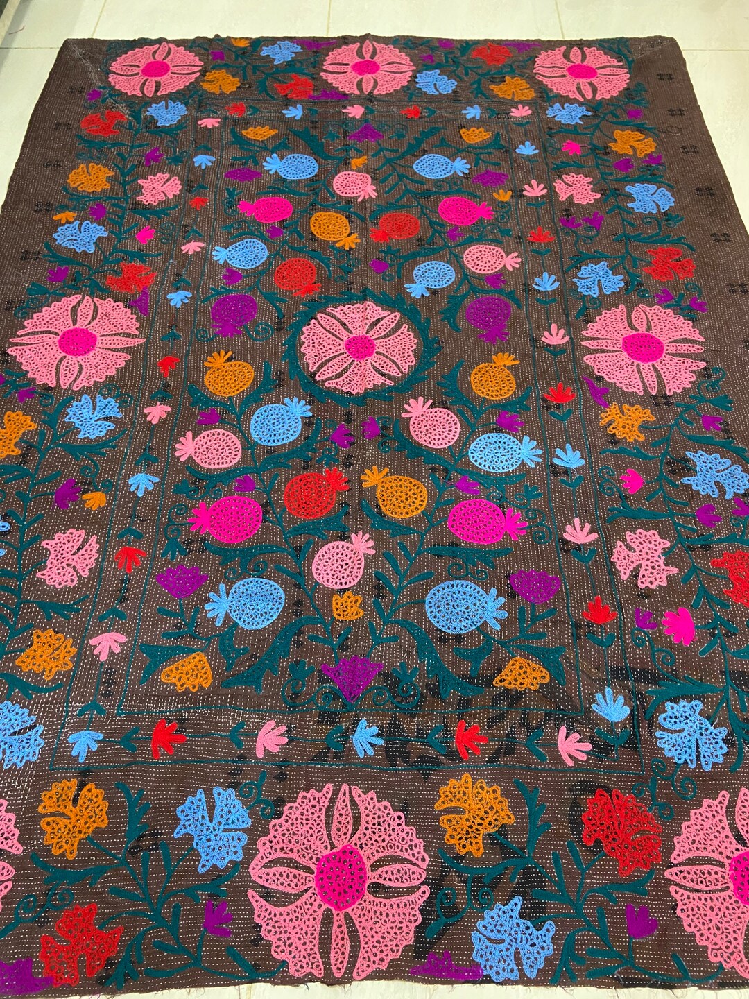 Exclusive Suzani Kantha Quilt Handmade Throw, Uzbekistan Embroidered ...