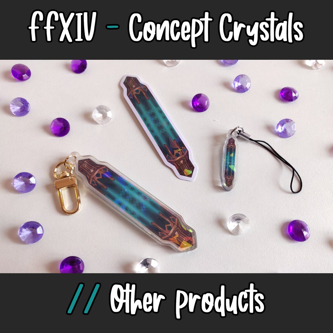 FFXIV Ancient Concept Crystal Acrylic Holographic Phone Charms - Etsy