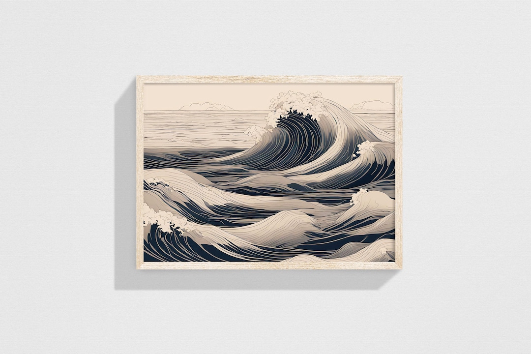 Japanese Woodblock Ocean Waves Art Print: Vintage Nautical Decor ...