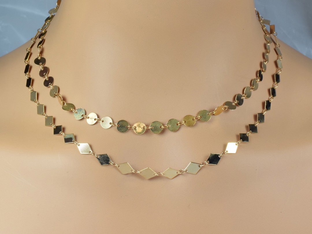 3 Feet 18K Gold Filled Alternative Chain Diamond/round Link Necklace ...