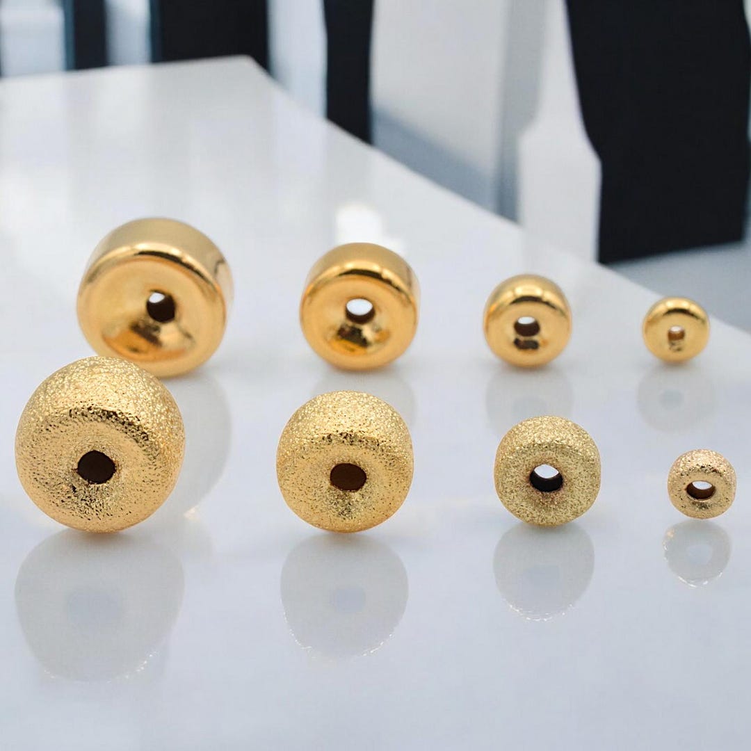 18K Gold Filled Look,rondel Spacer Beads,plain Beads, Stardust Roundel ...