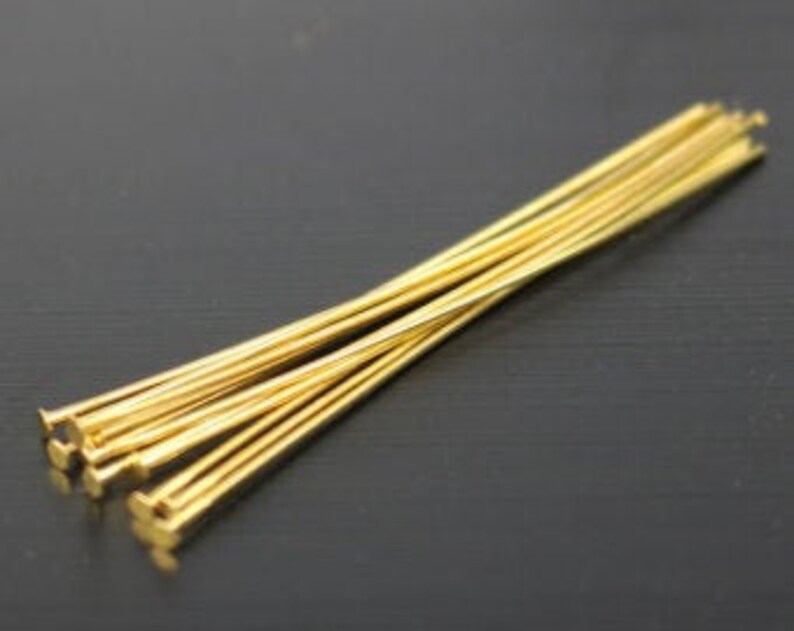 18K Gold Filled Head Pin Flat Back 20mm/30mm/50mm and Eye Pin - Etsy