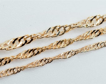 1 Foot 1.1mm 14K Gold Filled Twisted Chain, Singapore Chain, Wave Chain ...