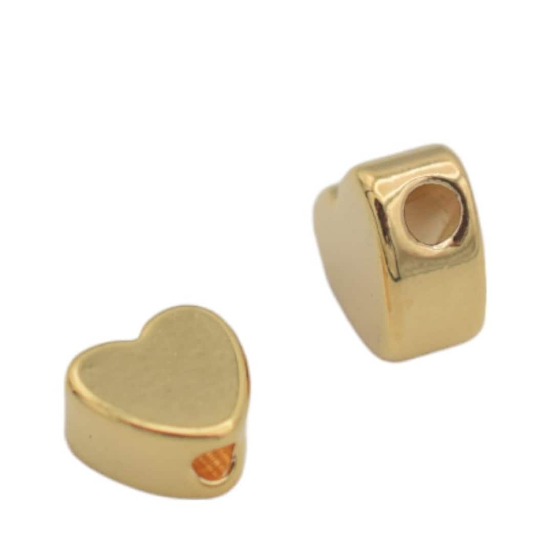 Gold Filled Ep 18k Heart Spacer Bead for Jewelry Making Horizontal ...