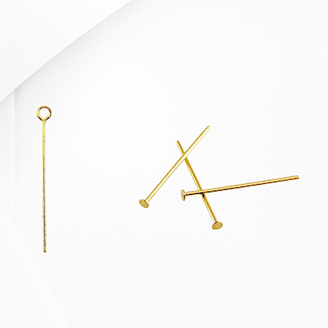 18K Gold Filled Alternative Findings, Head Pin Flat Back 20mm/30mm/50mm ...
