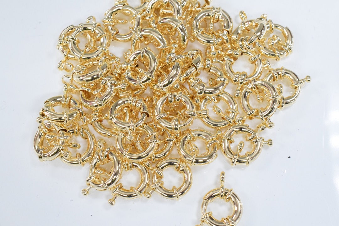 Wheel /anchor Spring Ring Clasp Sizes 9mm, 11mm, 13mm, 15mm 14K Gold ...
