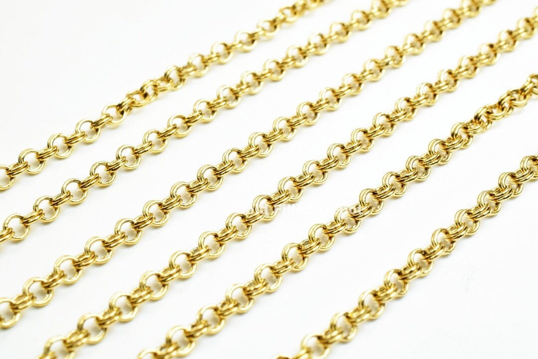 18K Gold Filled Look, Double Rolo Cable Link Chain Personalize Necklace ...