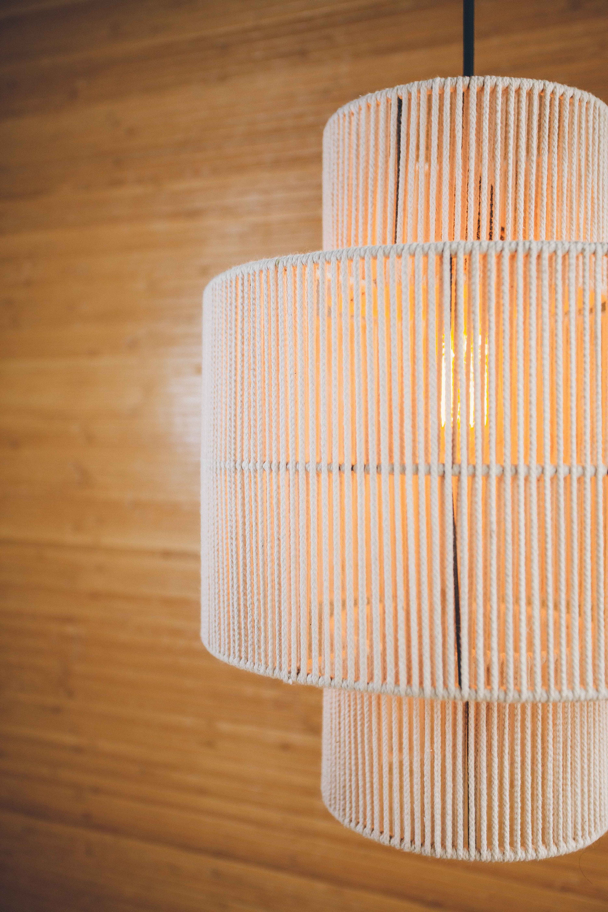 Macrame Lamp Shade Boho Lighting Modern Ceiling Light | Etsy