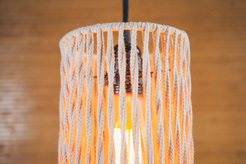 Macrame Light Modern Ceiling Light Boho Lighting Farmhouse | Etsy