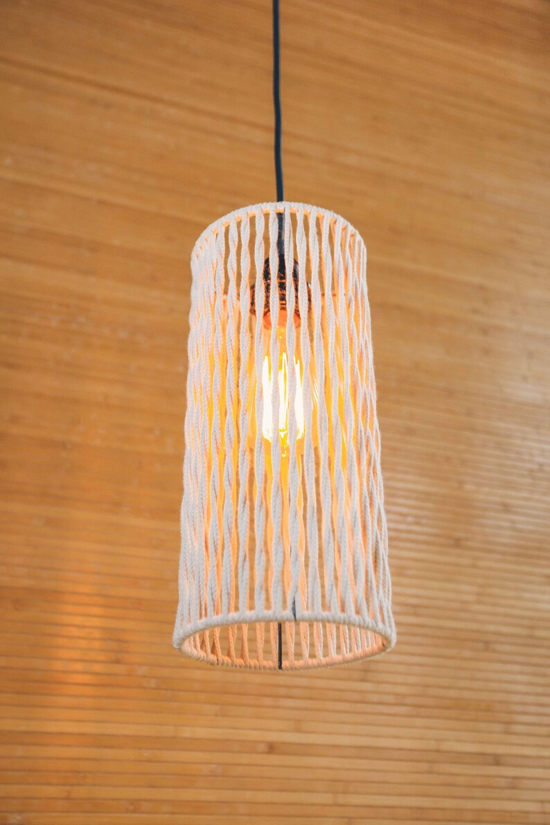 Macrame Light Modern Ceiling Light Boho Lighting Farmhouse | Etsy