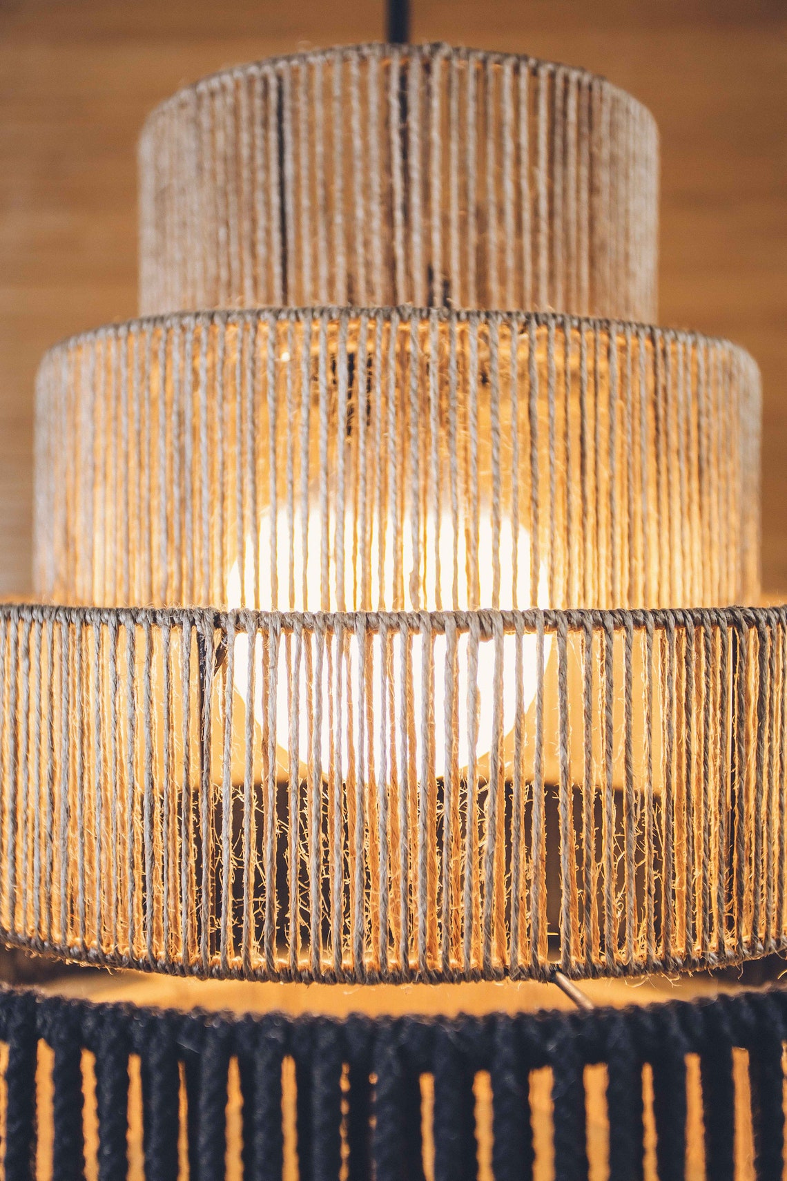 Macrame Lamp Shade Modern Ceiling Light Farmhouse | Etsy