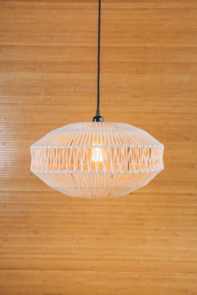 Pendant light shade macrame light modern ceiling light plug | Etsy