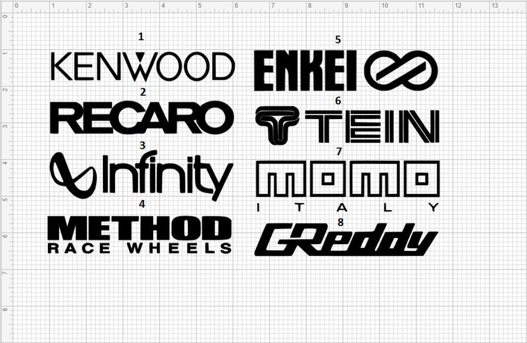 Car Sponsor Decals Kenwood Infinity Recaro Enkei Momo Tein Greddy ...