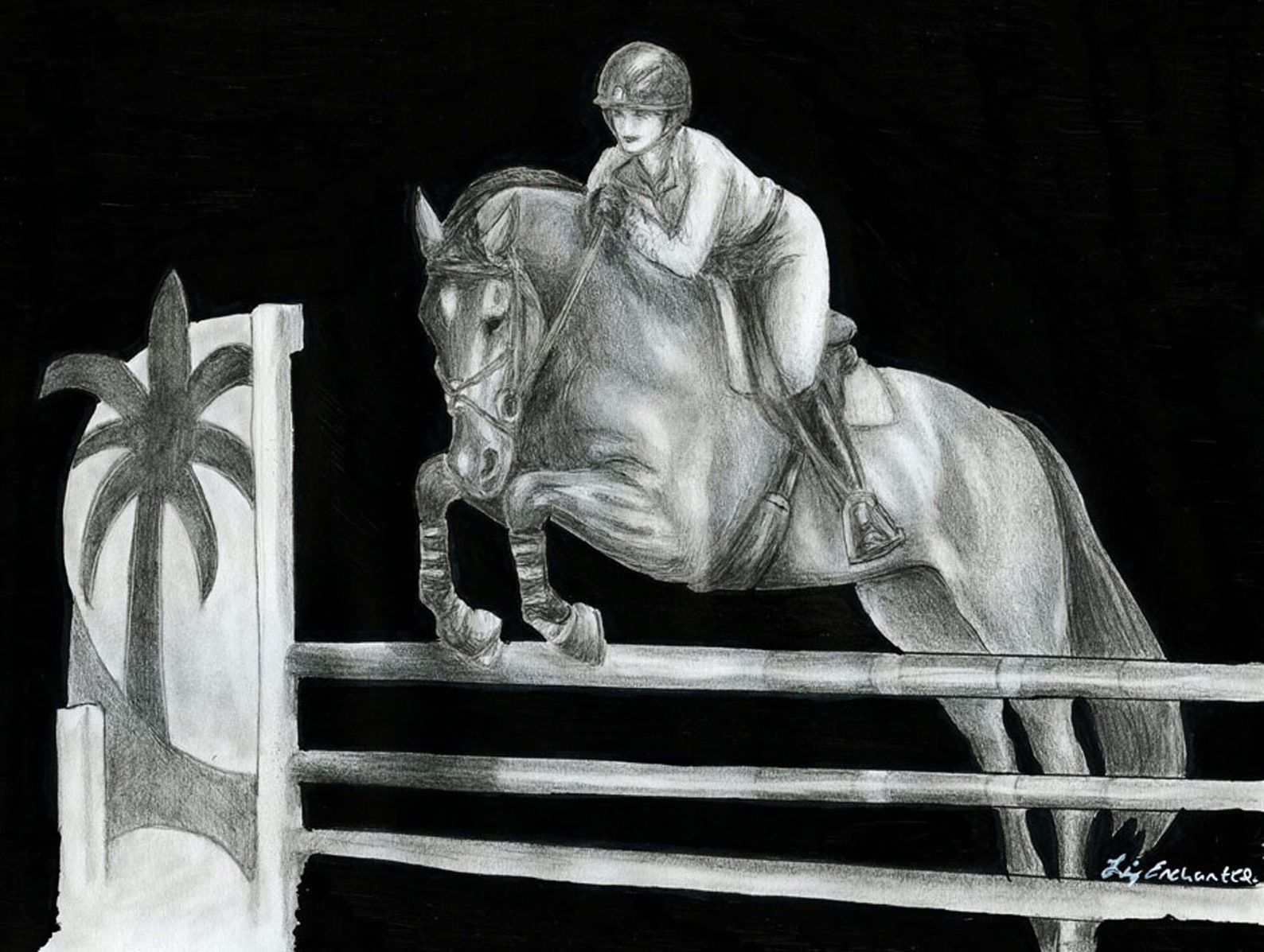 Horse and Rider Portraits - Custom Horse Art - Equine Wall Decor - Art ...