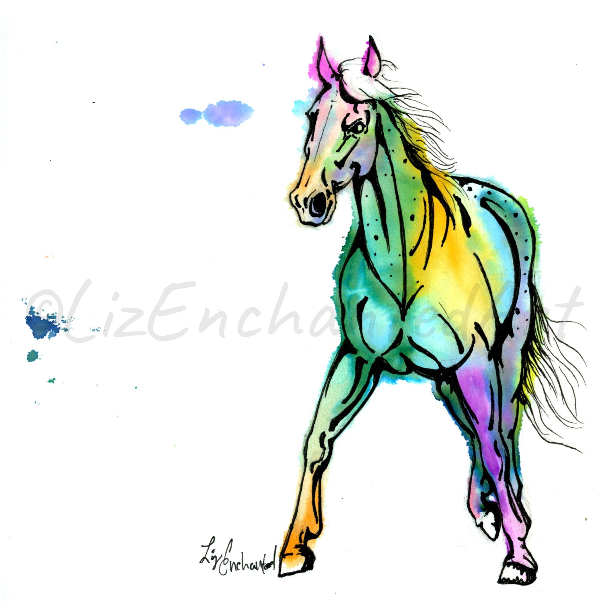 Colorful Watercolor Horse - Printable Horse Art - Wall Decor - Studio ...
