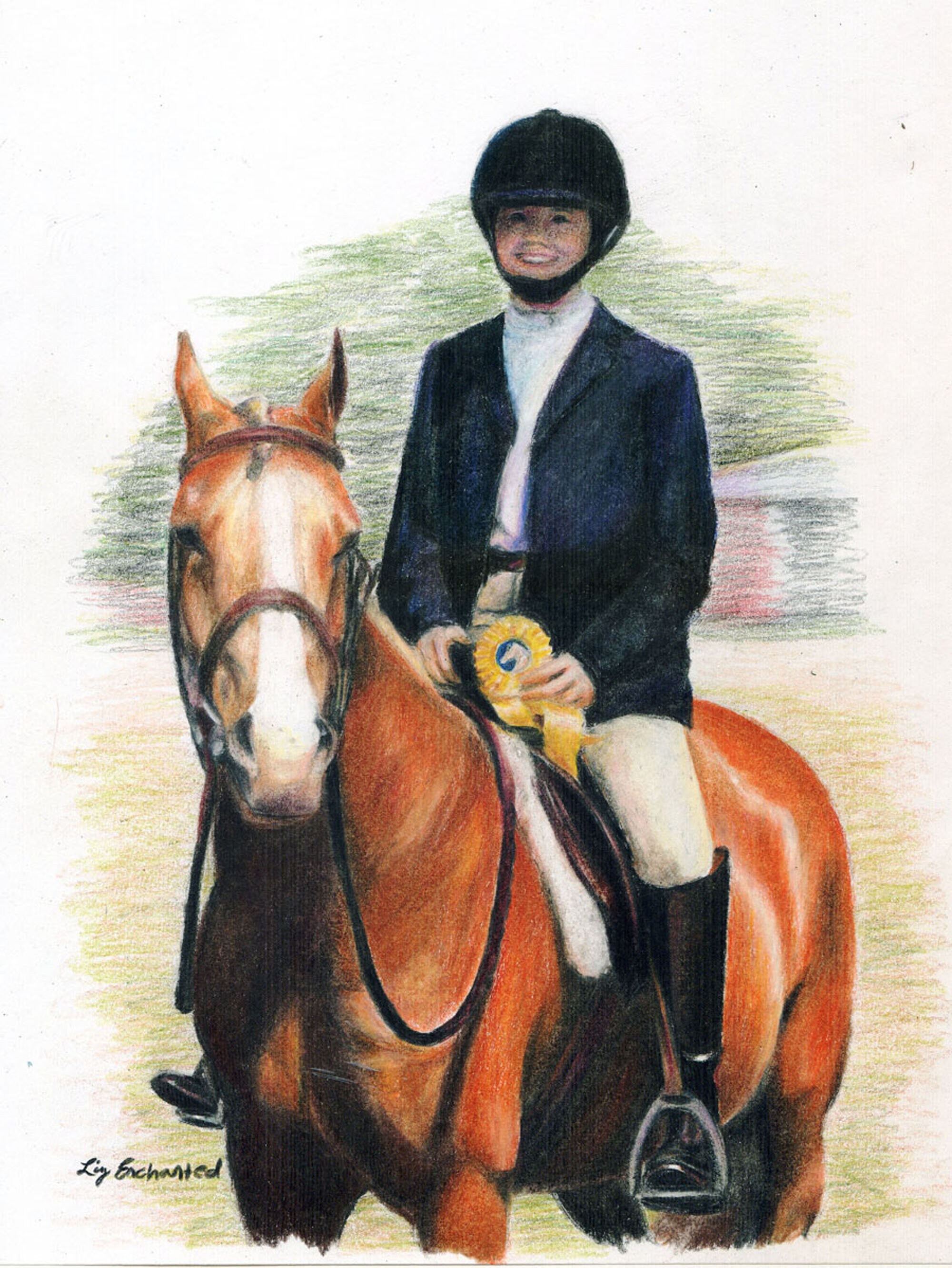 Horse and Rider Portraits - Custom Horse Art - Equine Wall Decor - Art ...