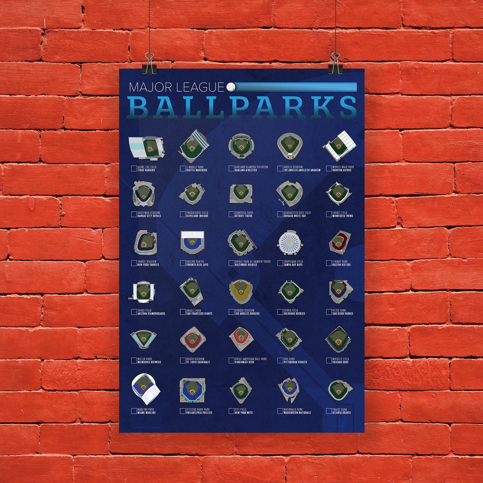 MLB Ballpark Checklist Poster - Major League - Baseball - Stadiums - Etsy