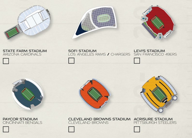 Football Stadium Checklist Poster - NFL - Pro Football - Etsy