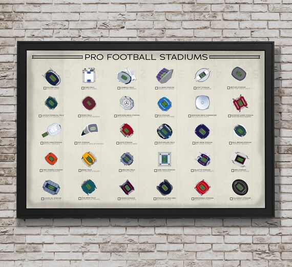 Football Stadium Checklist Poster NFL Pro Football - Etsy Canada