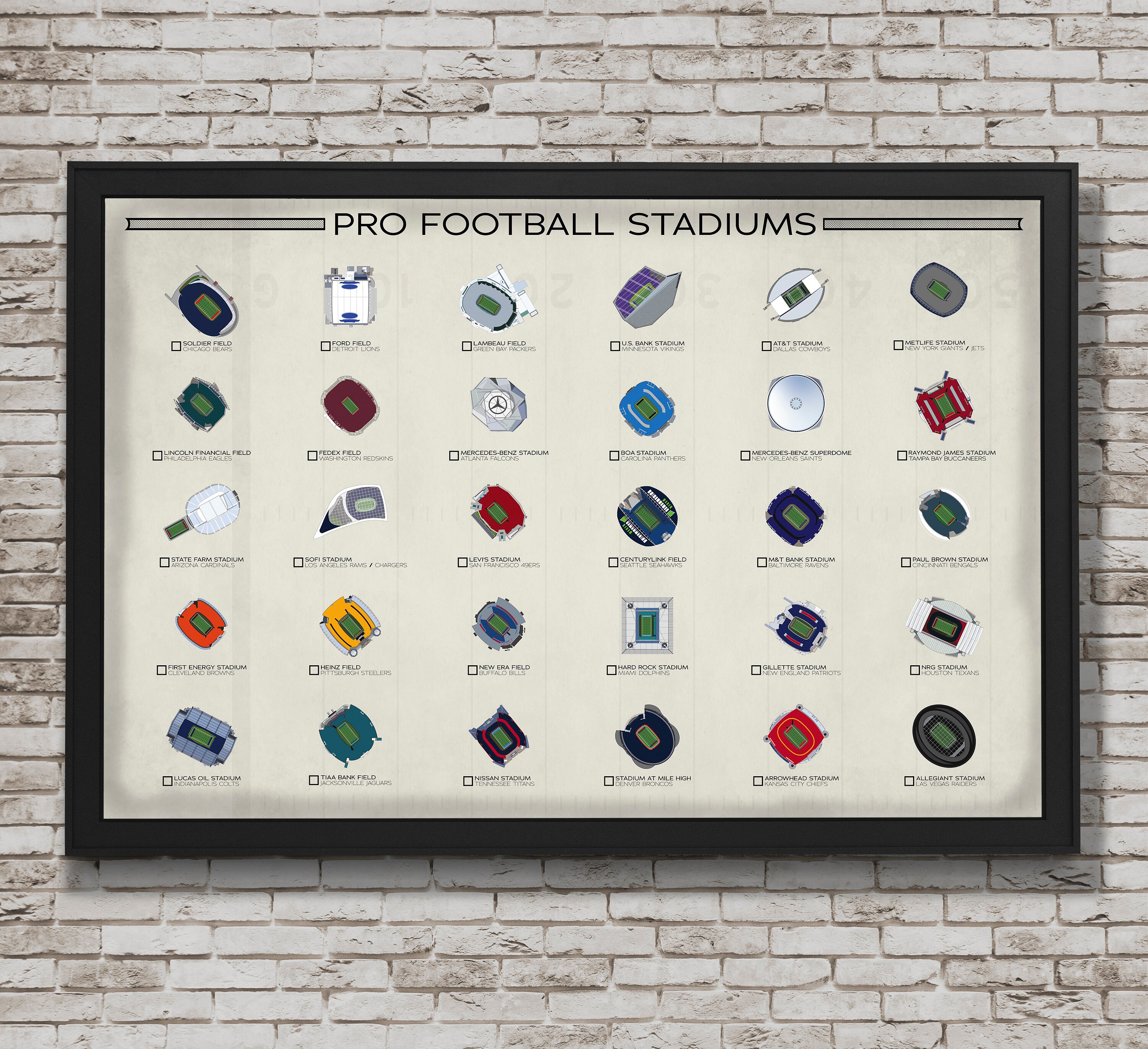 Football Stadium Checklist Poster NFL Pro Football - Etsy