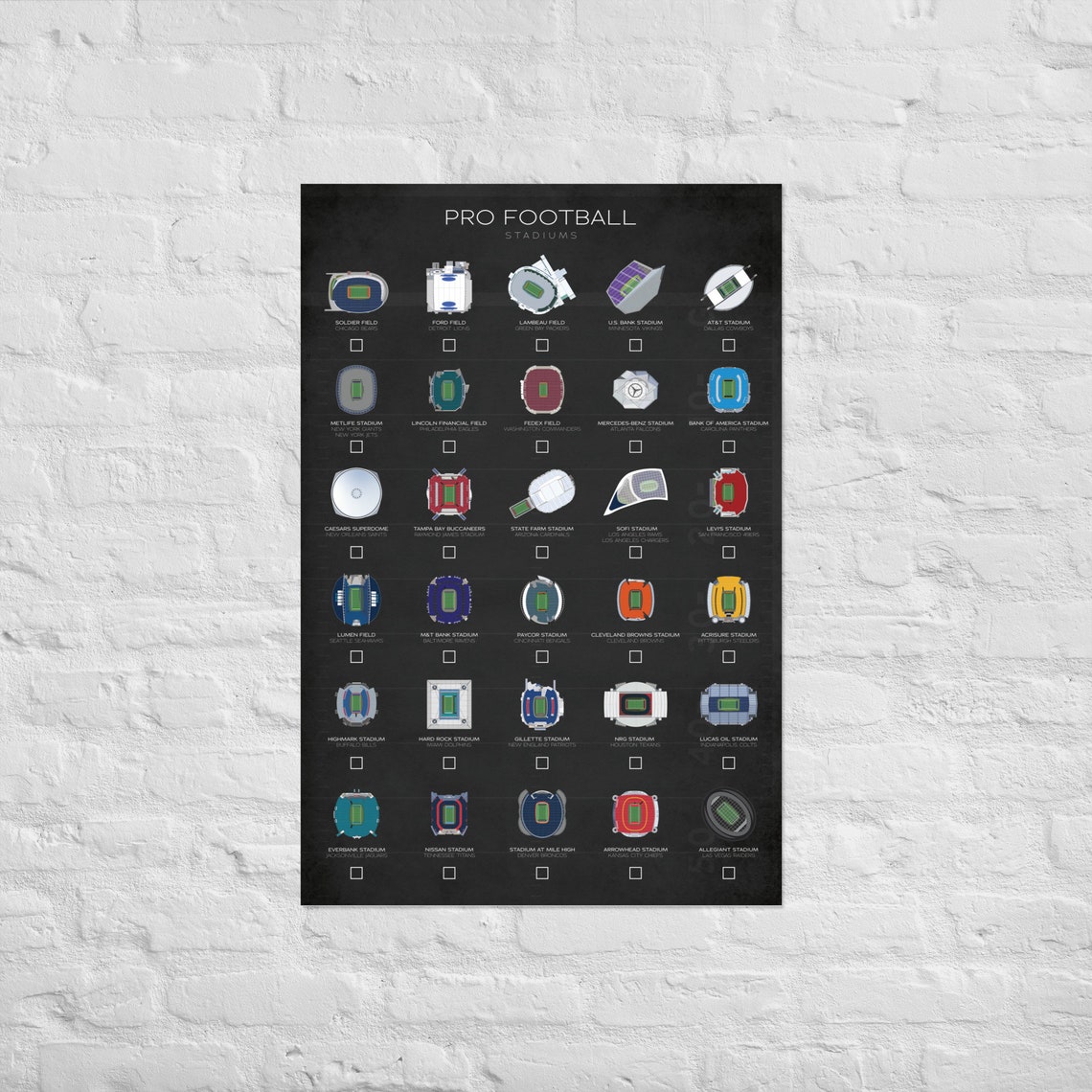 Football Stadium Checklist Poster - NFL - Pro Football - National ...