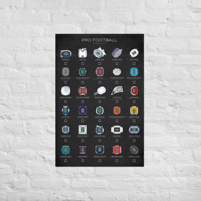 Football Stadium Checklist Poster - NFL - Pro Football - National ...