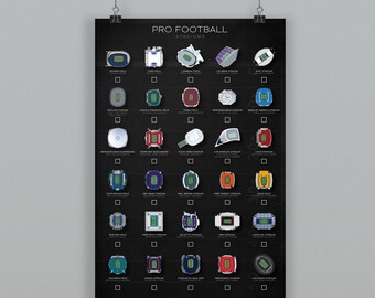 Football Stadium Checklist Poster NFL Pro Football | Etsy