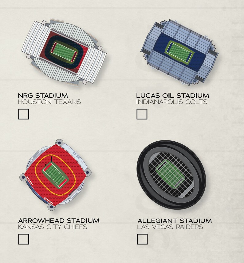 Football Stadium Checklist Poster - NFL - Pro Football - National ...